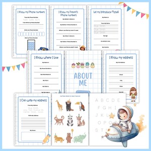 Kindergarten Learning Bundle, Editable Phone Number, Address Preschool ...