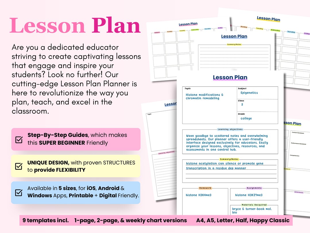 Weekly Lesson Plan Template Teacher Lesson Planner - Etsy