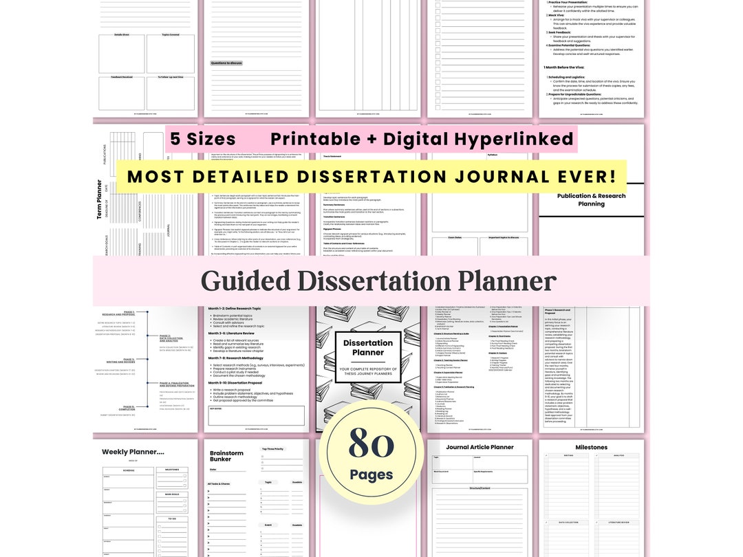 Dissertation Planner: Thesis Writing Organizer for Phd Masters, Article ...