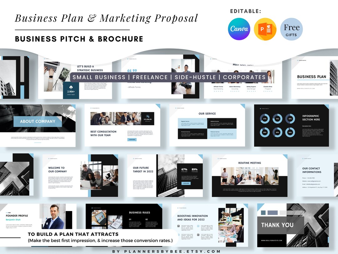 Business Plan Template, Canva Template, Business Presentation Template ...