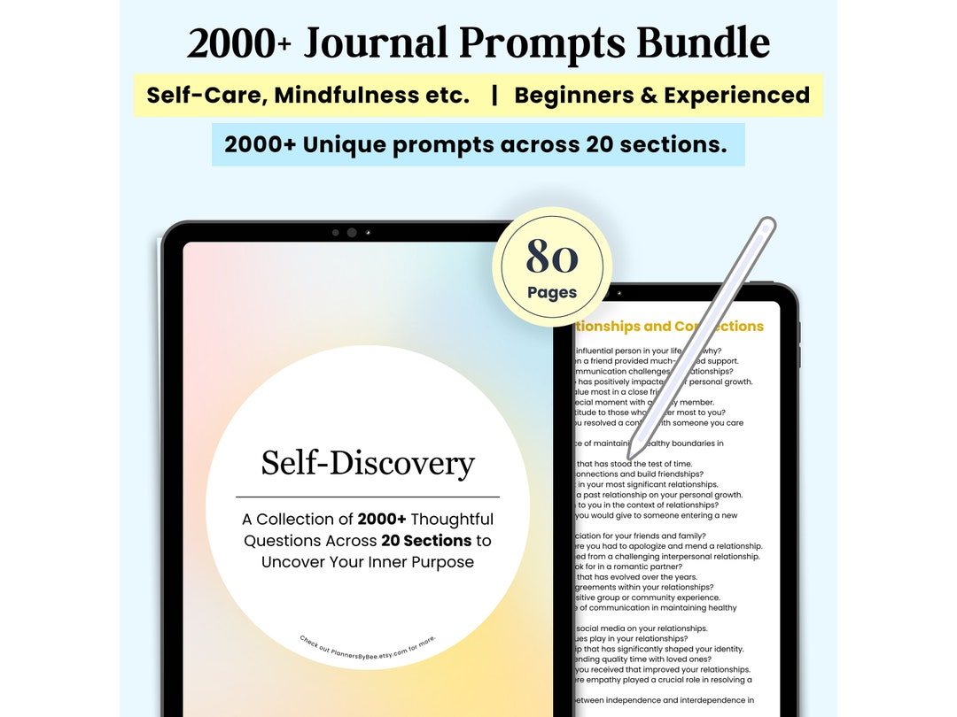2000 Journal Prompts for Beginners, Printable Journal Pages, Mental ...