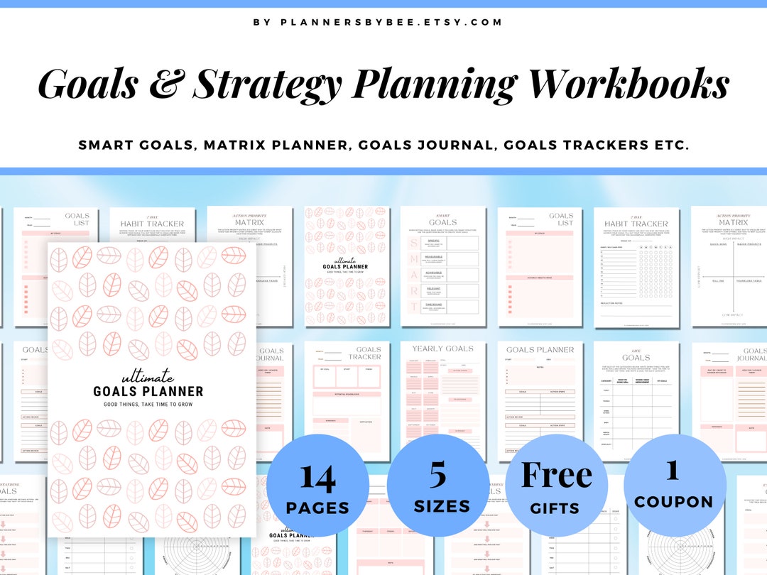 Personal Career Goals Guide Kit, Goal Planning Workbook, Self ...