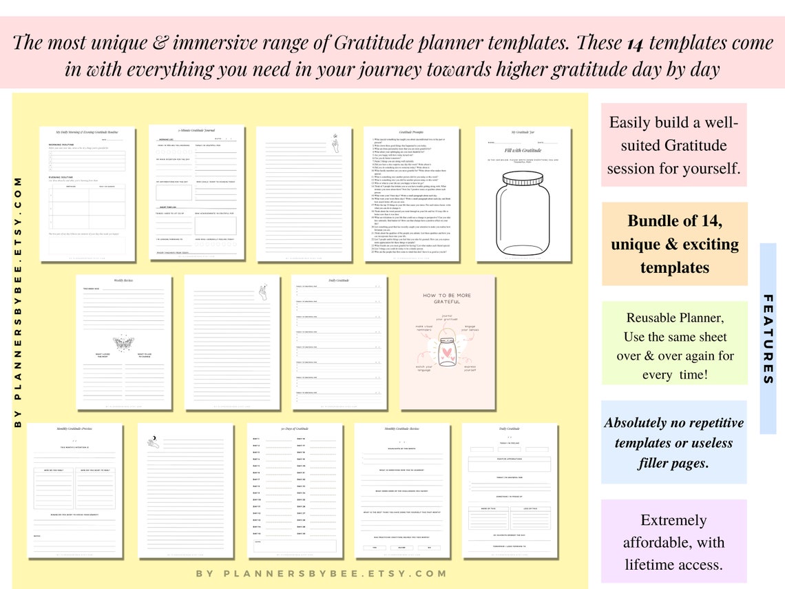 Gratitude Journal Printable Mindful Watercolor Self-care | Etsy