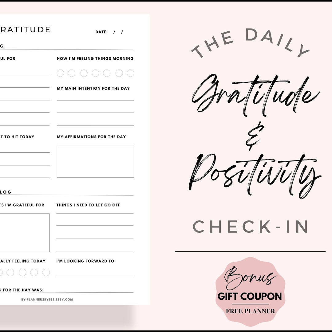 Daily Gratitude Journal, Daily Reflection Template, Self Care ...