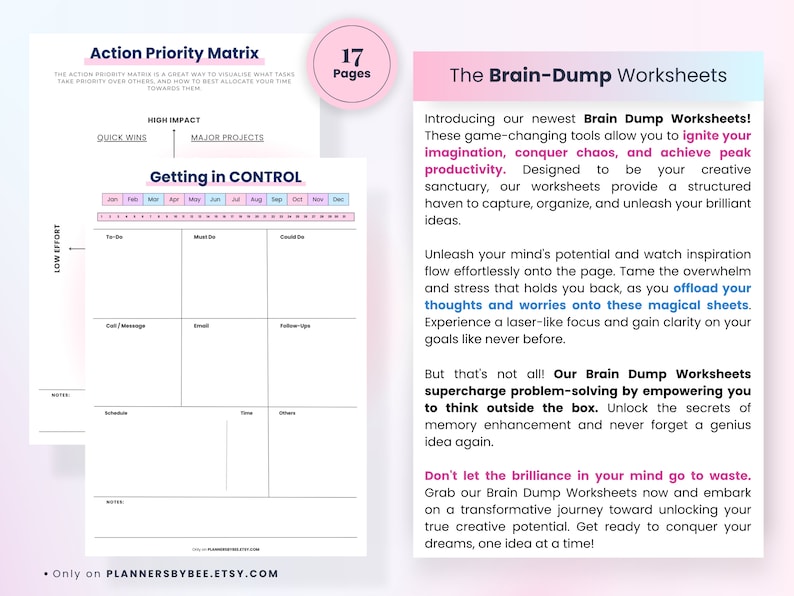 Brain Dump Printable Thought Organizer ADHD Brain Dump - Etsy