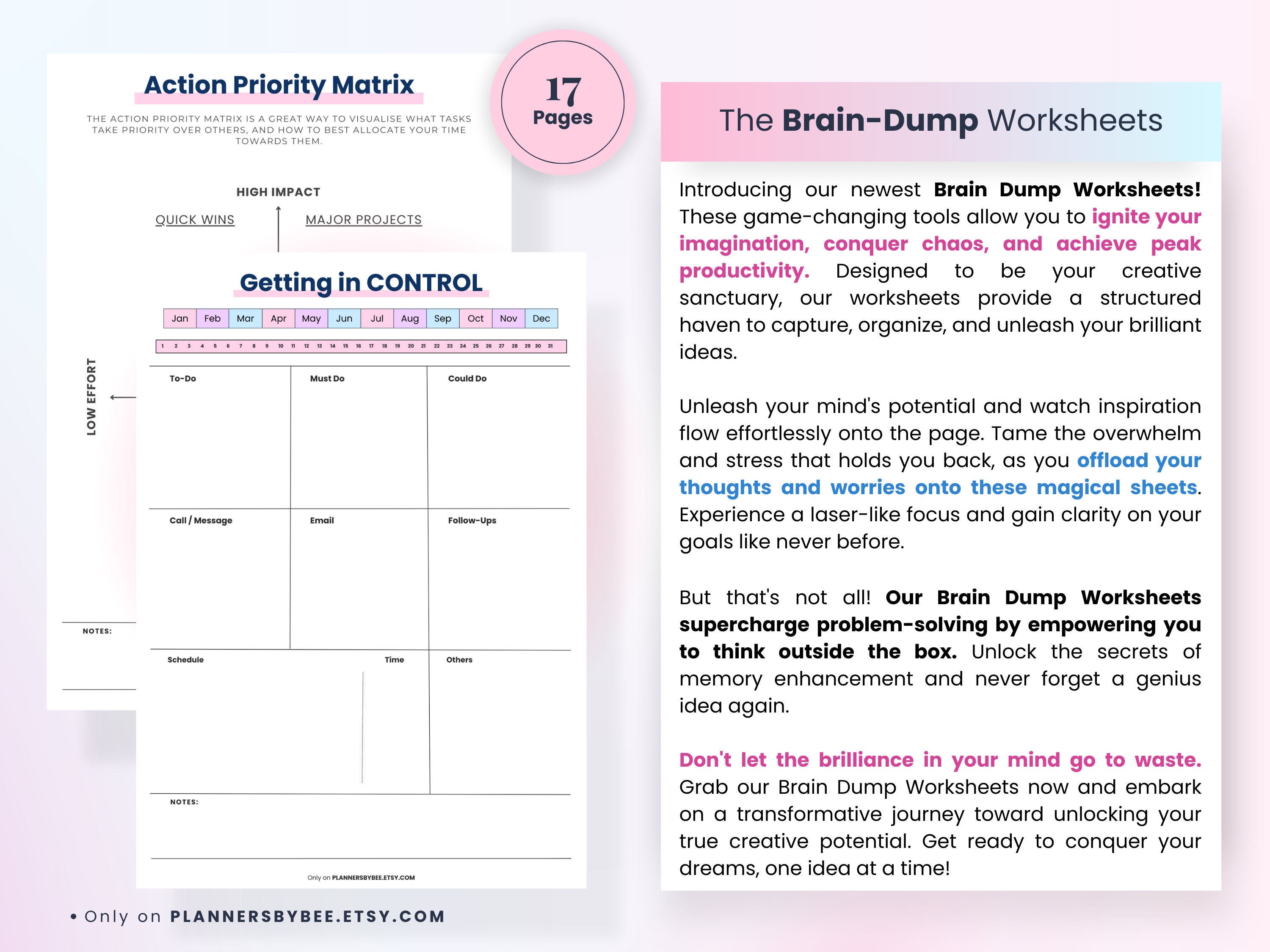 Brain Dump Printable Thought Organizer ADHD Brain Dump - Etsy