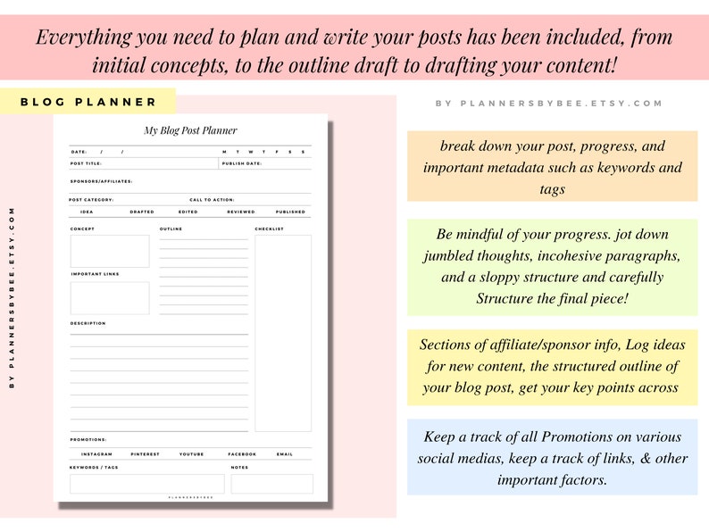 Bloggers Templates Planner Editable Blog Bundle Content - Etsy