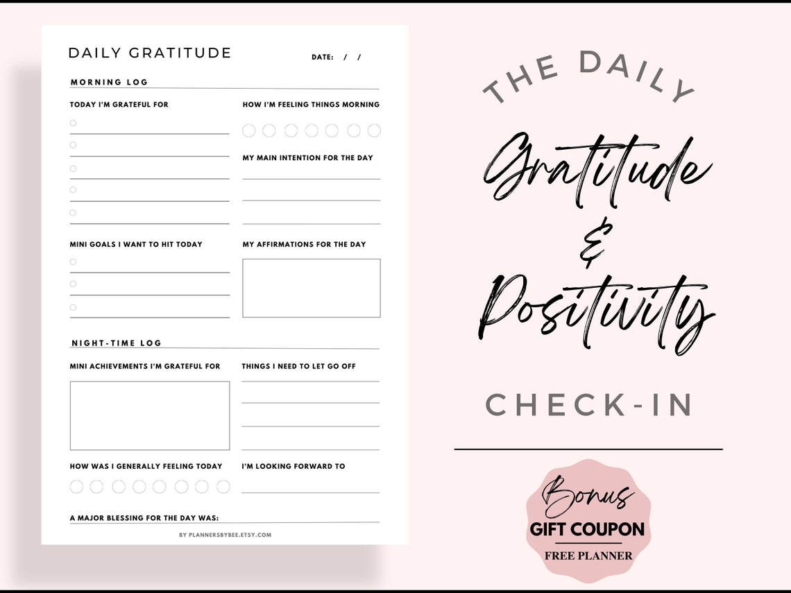 Daily Gratitude Journal Daily Reflection Template Self Care - Etsy