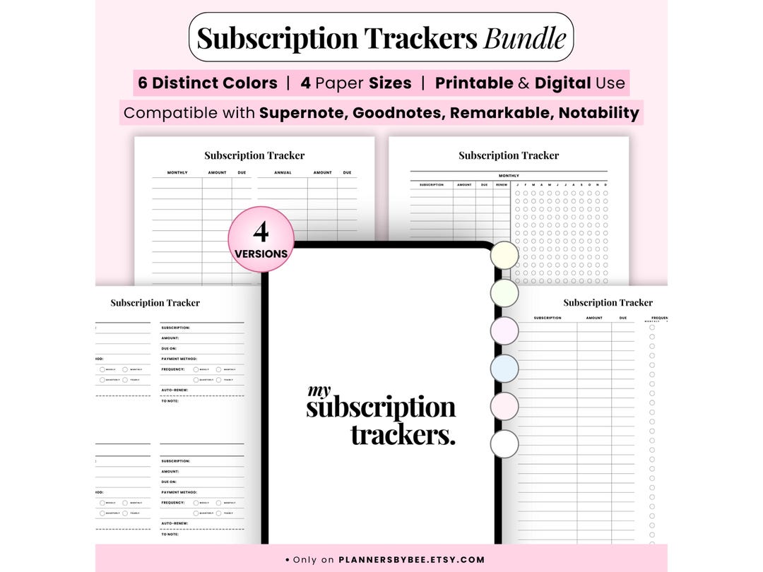 Subscription Tracker Printable, Membership Checklist, Expense Tracker ...