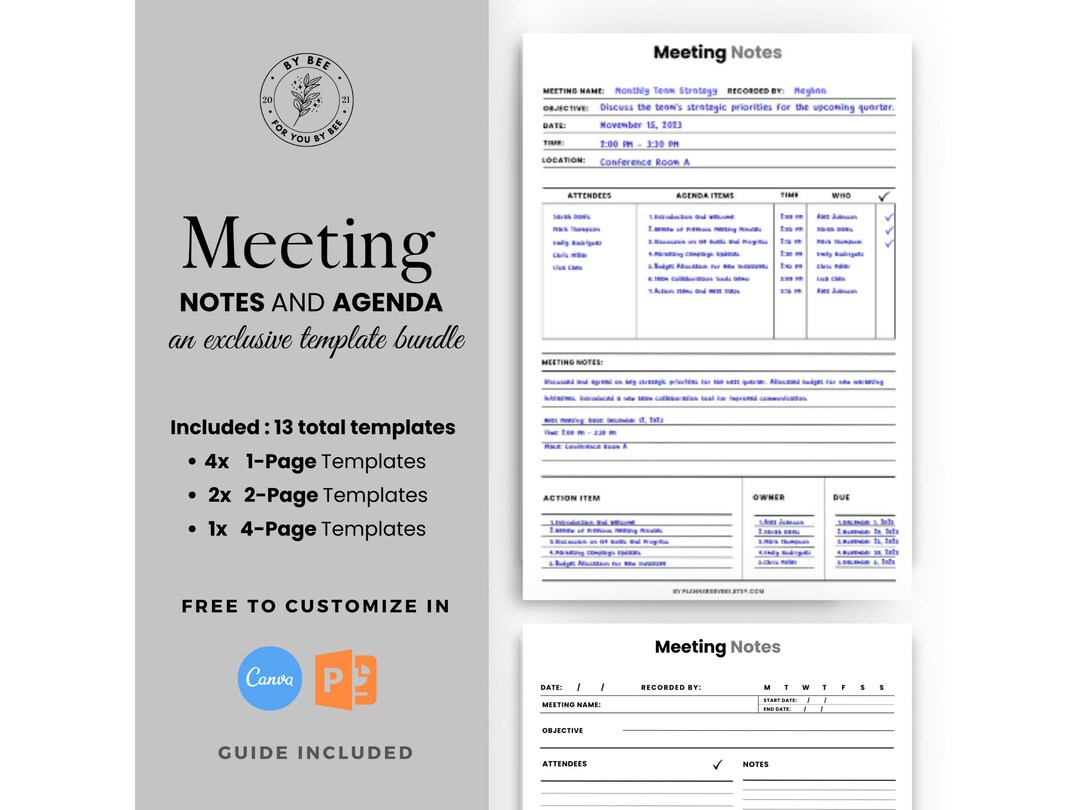 Meeting Notes, Meeting Notes Pdf, Meeting Agenda, Meeting Minutes ...