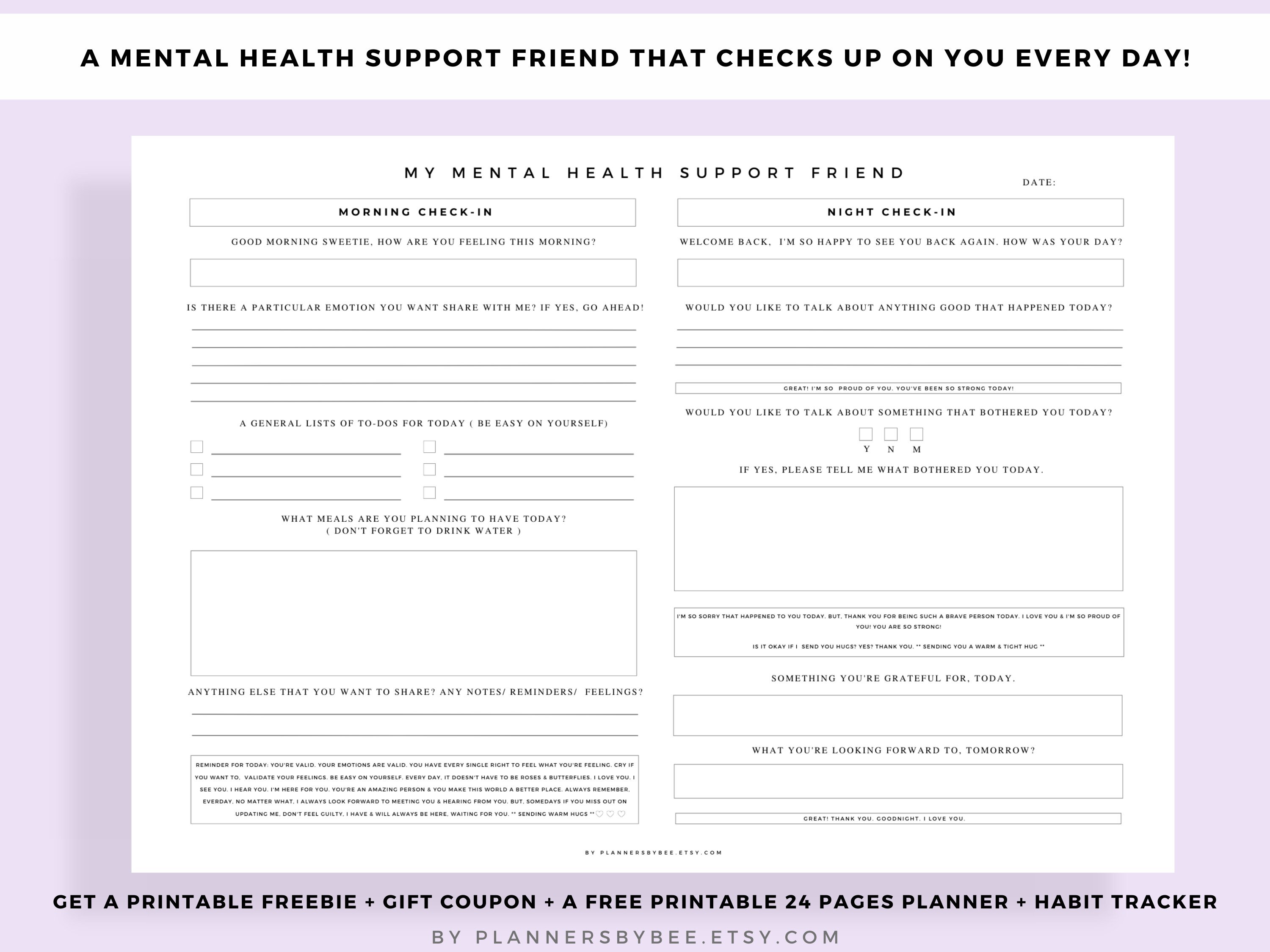 Daily Mental Health Daily Check In Daily Mental Health Log - Etsy