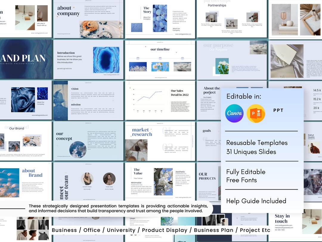 Minimal Modern Powerpoint, Presentation Template PPT Blue, Best Clean ...