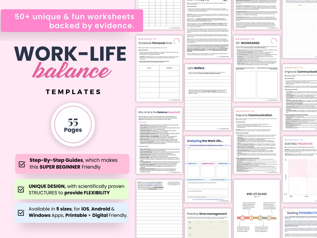 Work Life Balance Workbook Life Planner Productivity - Etsy Work Life Balance Workbook Life Planner Productivity - Etsy