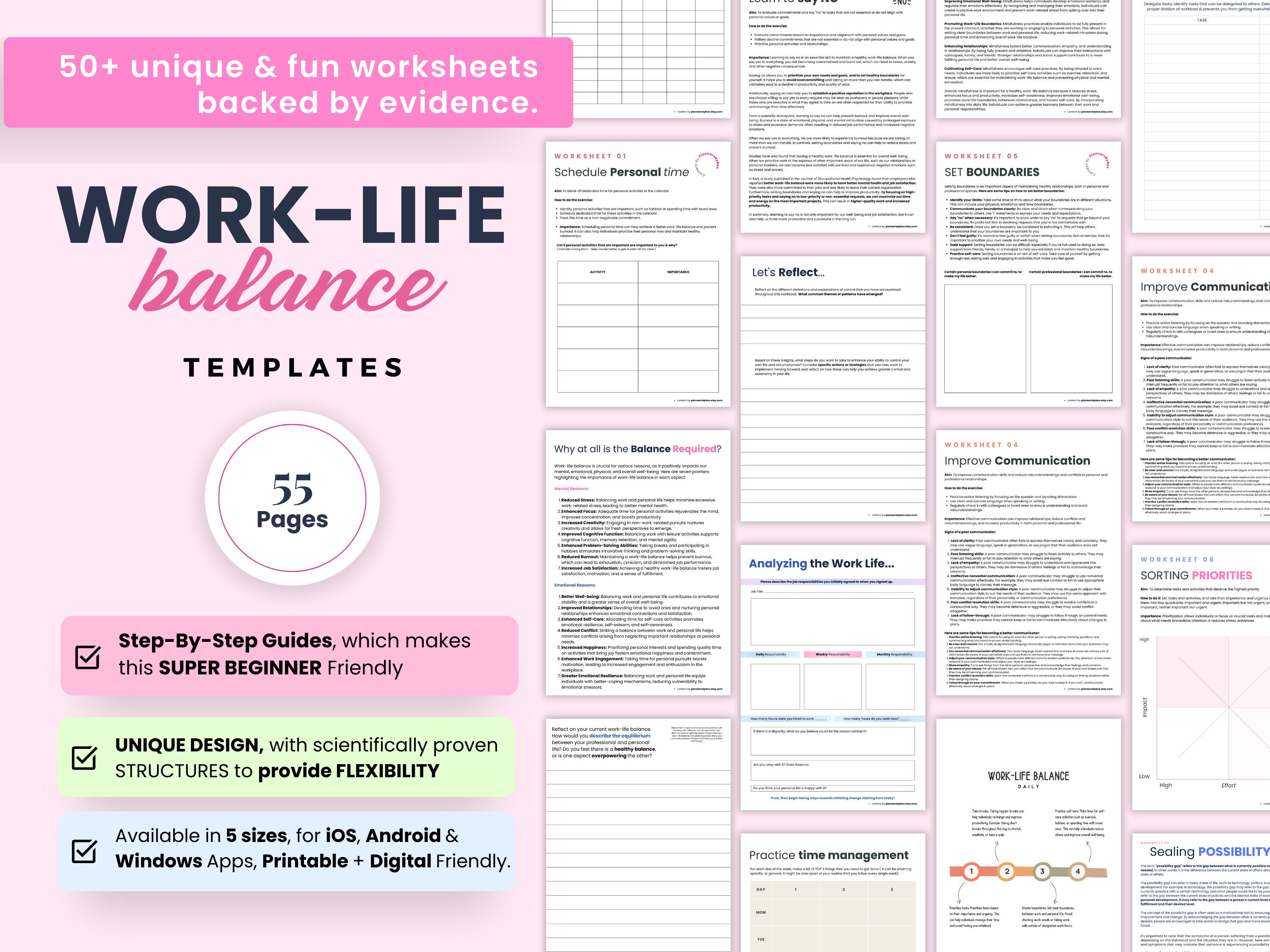 Work Life Balance Workbook Life Planner Productivity - Etsy