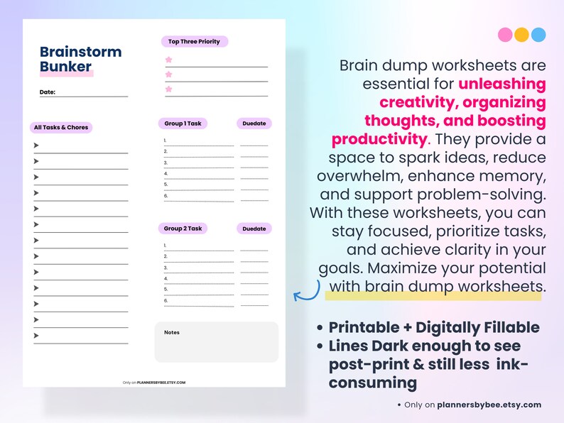 Brain Dump Printable Thought Organizer ADHD Brain Dump - Etsy