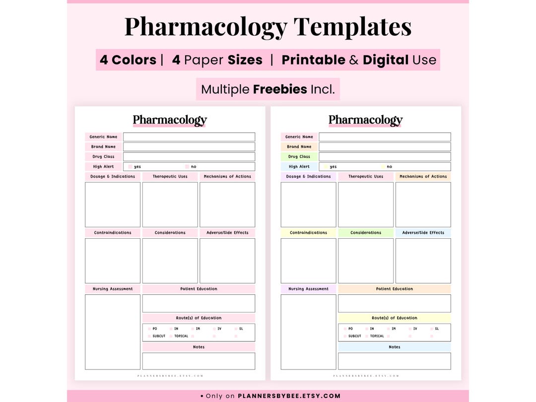 Pharmacology Flashcard Template, Nursing Student Drug Flashcard for ...