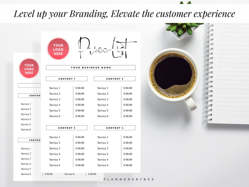 PRICE LIST Template Editable Restaurant Price Sheet Price - Etsy