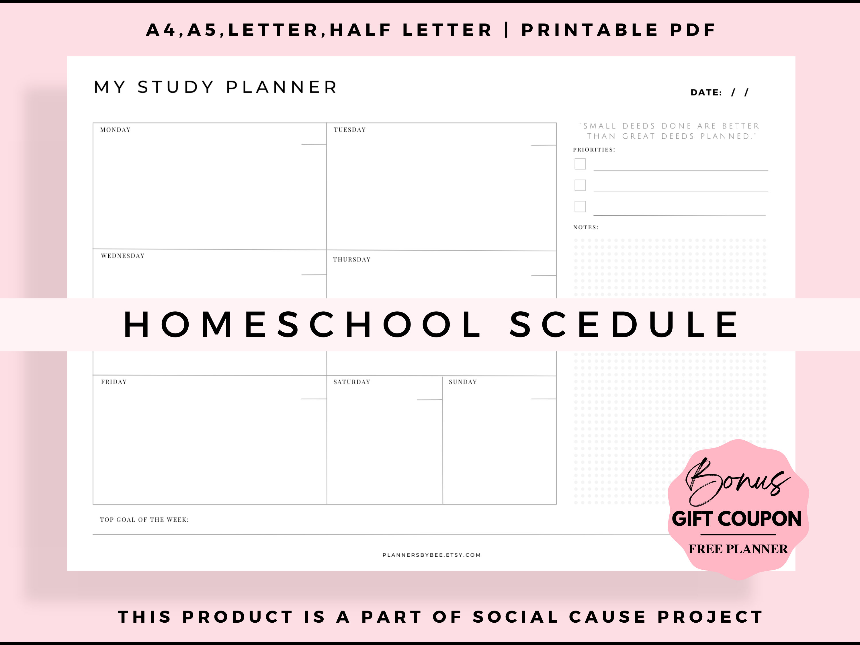 Weekly School & Homeschool Planner PDF Study Planner Weekly - Etsy