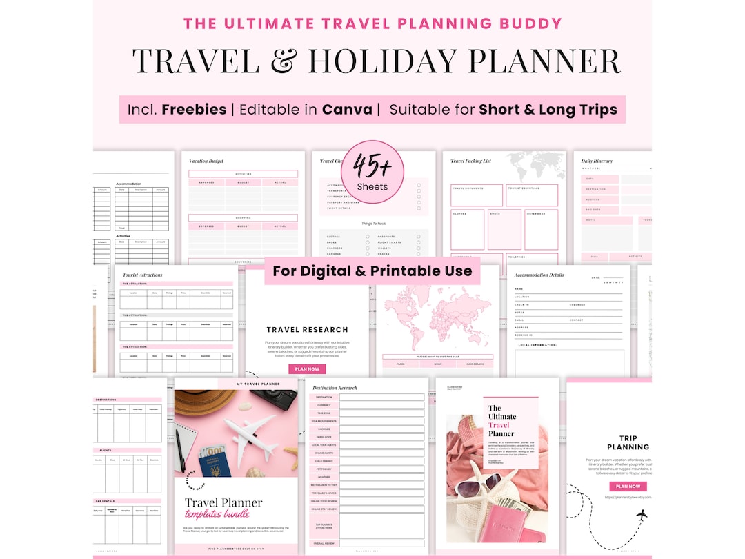 Travel Planner, Travel Itinerary Essentials Ebook, Canva Trip Journal ...