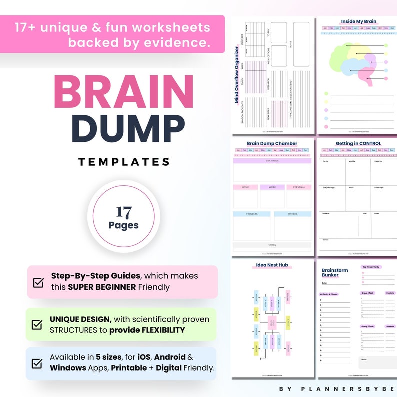 Brain Dump Printable Thought Organizer ADHD Brain Dump - Etsy