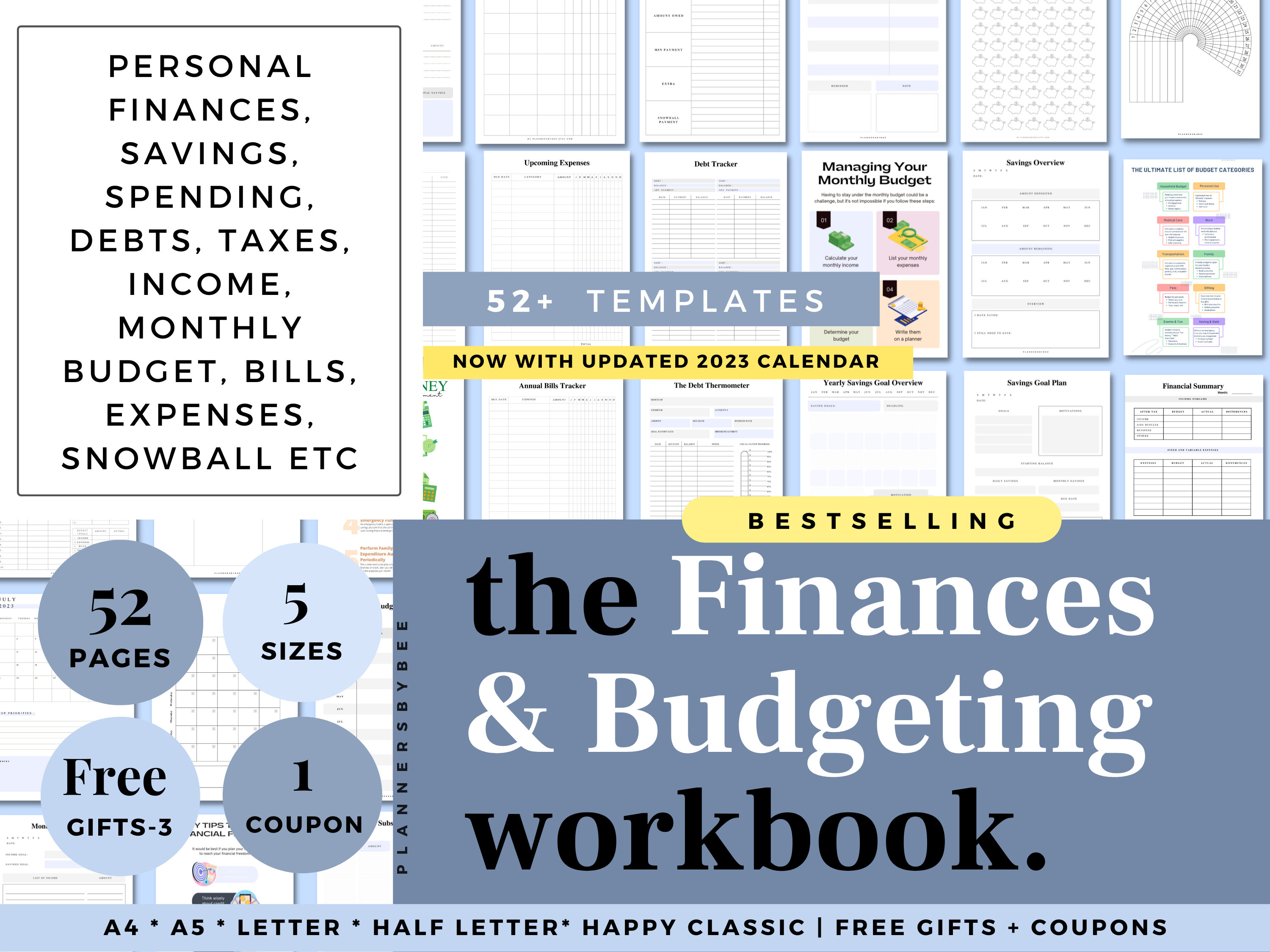 Finance Planner Budget Planner Templates Financial Savings - Etsy