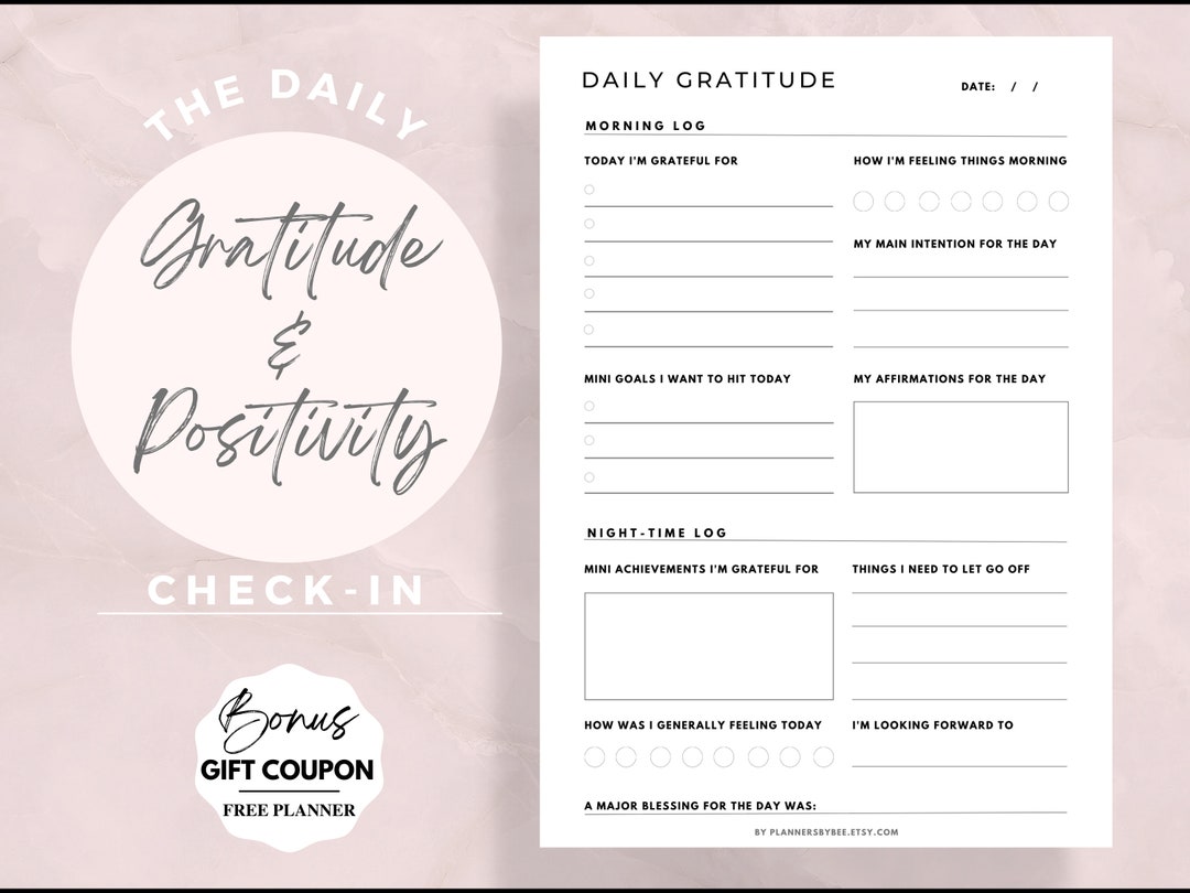 Daily Gratitude Journal Template, Daily Reflection, Self Care ...