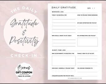 Daily Gratitude Journal Daily Reflection Template Self Care | Etsy