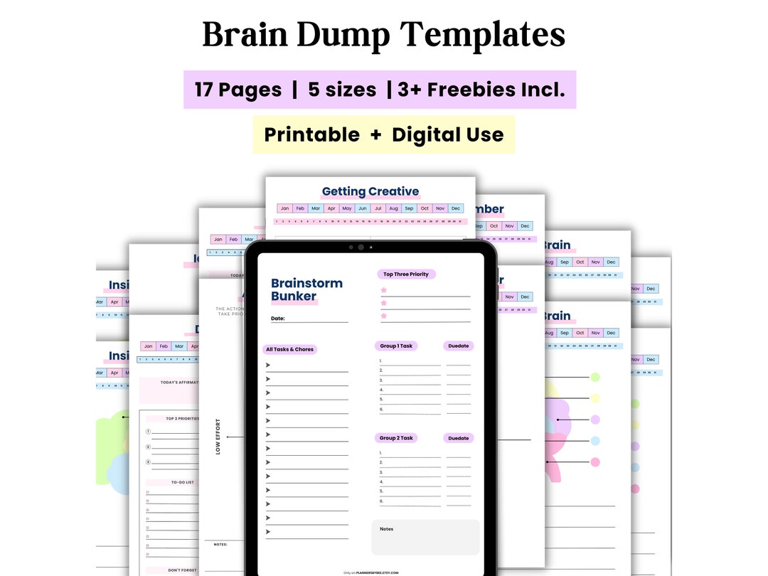 Brain Dump Thought Organizer ADHD Brain Dump Thought Tracker ...