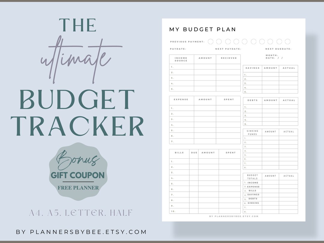 Budget Planner Printable, Finance Tracker, Finance Planner, Printable ...