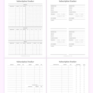 Subscription Tracker Printable, Membership Checklist, Expense Tracker ...