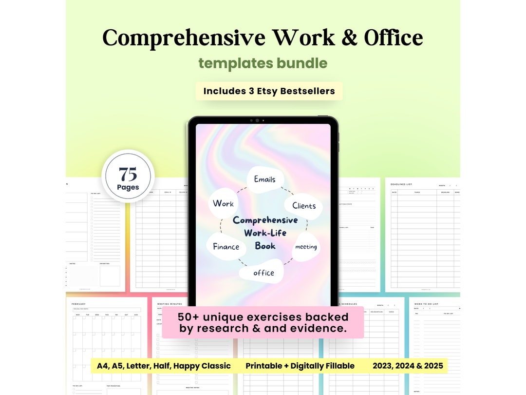 Digital Work Planner Templates, 2025 Work & Office Organizer, Printable ...