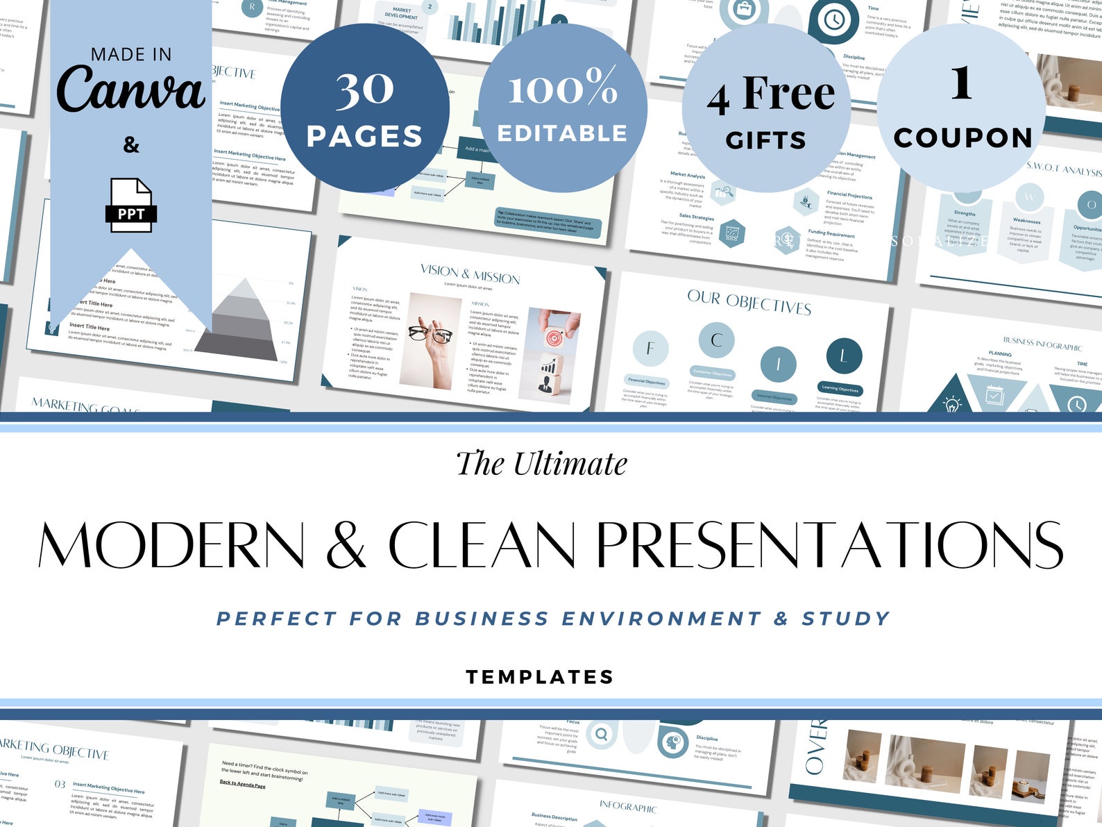 Blue Modern Job Interview Template Powerpoint Presentation - Etsy