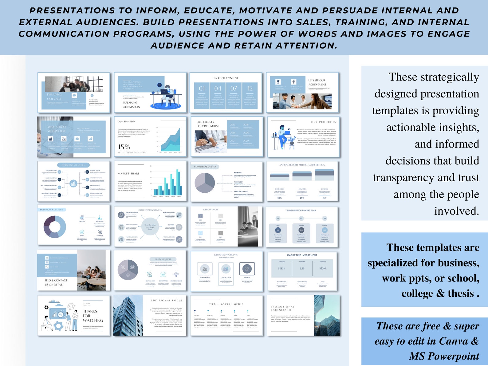 Editable Business Powerpoint Presentation Template Editable - Etsy