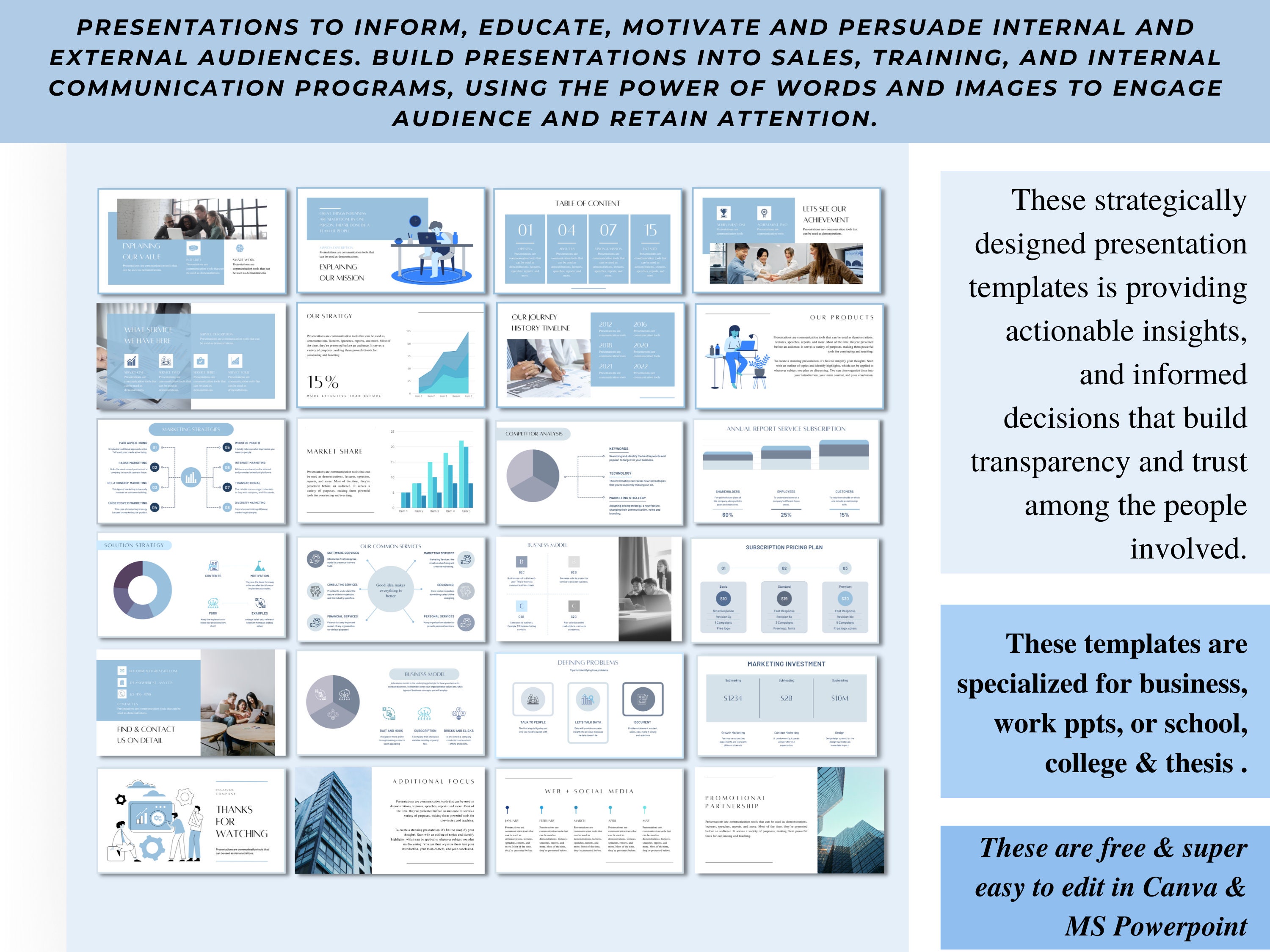 Editable Business Powerpoint Presentation Template Editable - Etsy