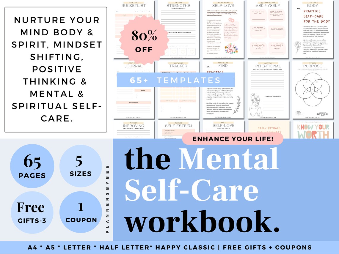 Self Care Worksheet Wellness Planner Mental Health Journal - Etsy
