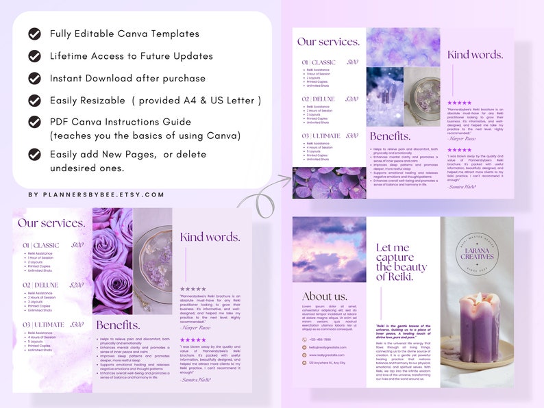 Reiki Brochure Canva Cards Reiki Info Brochure Reiki Healing - Etsy