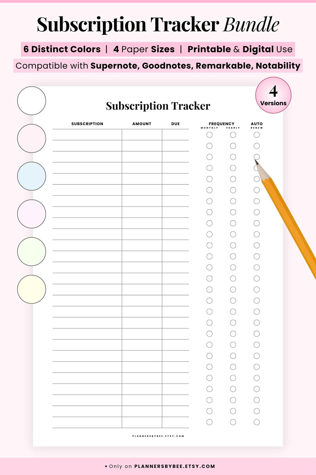 Subscription Tracker Printable, Membership Checklist, Expense Tracker ...