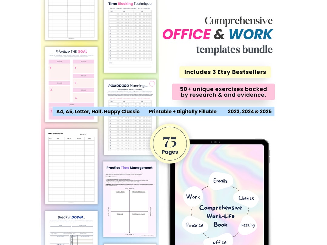 2025 Work & Office Organizer, Digital Work Planner Templates, Printable ...