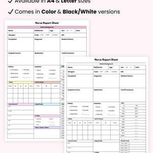 Editable Nurse Report Sheet, Printable Digital Nurses Page, Nurse Brain ...