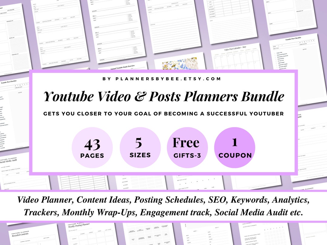Youtube Content Creator Planner Youtube Planner Social Media Video Vlog ...