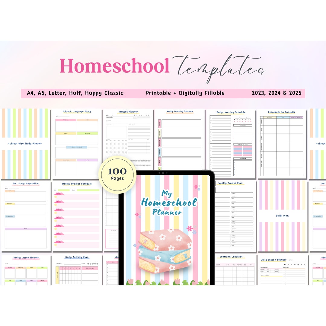 Homeschool Planner Bundle Printable, Digital Daily Planner, Weekly ...