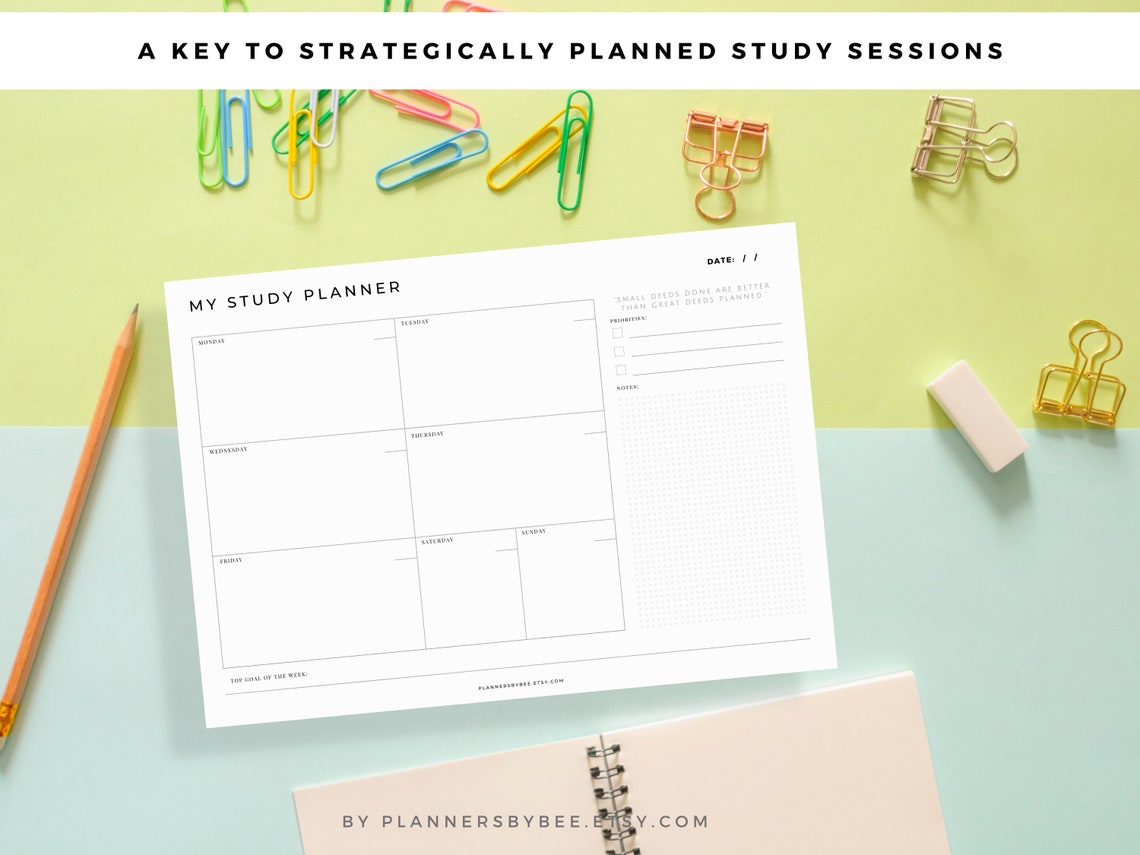 Weekly Student Planner Printable Study Planner Study | Etsy
