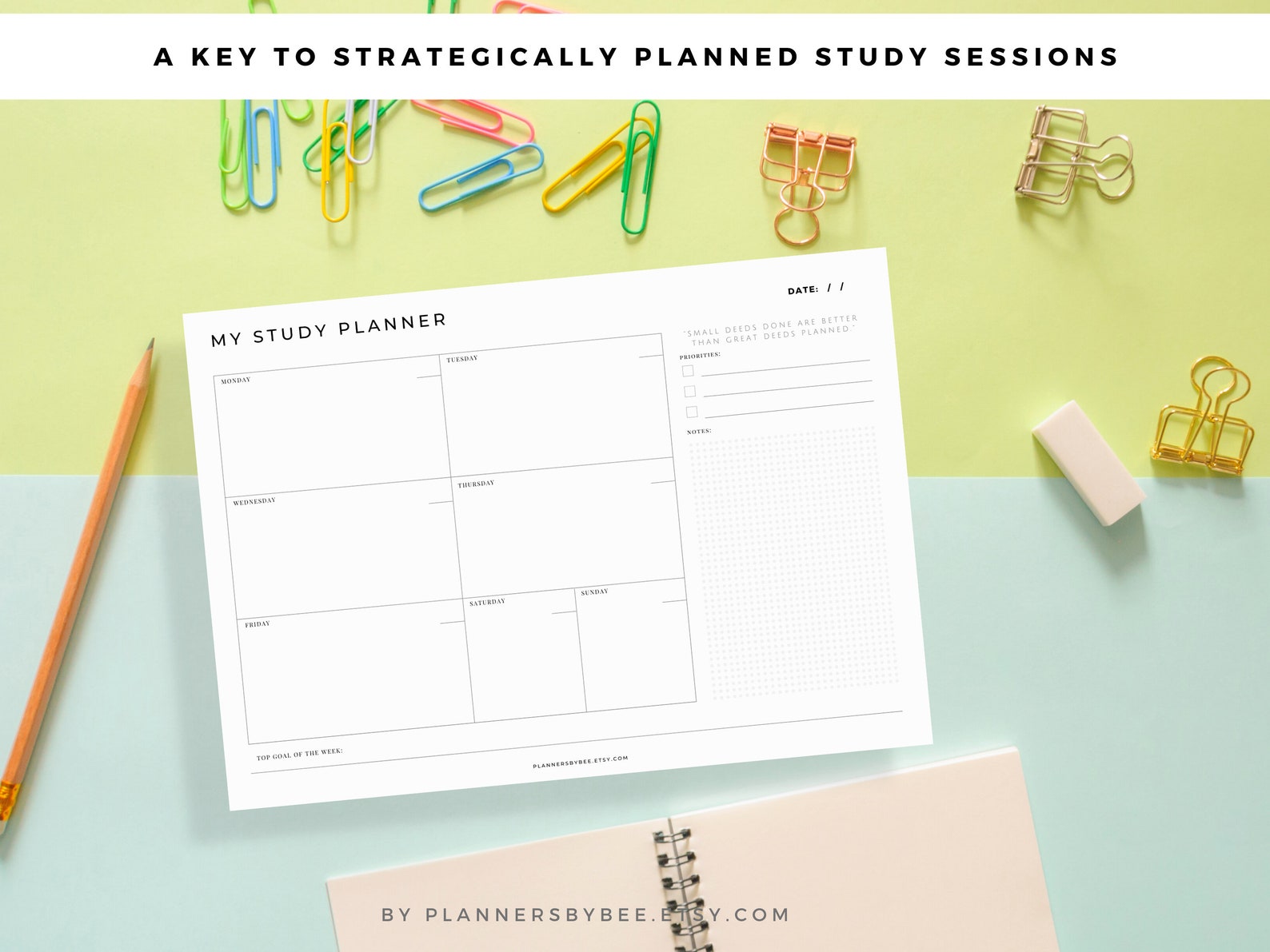 Weekly Student Planner Printable Study Planner Study | Etsy