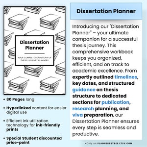 2025 Dissertation Planner: Thesis Journal, Research Project (digital ...