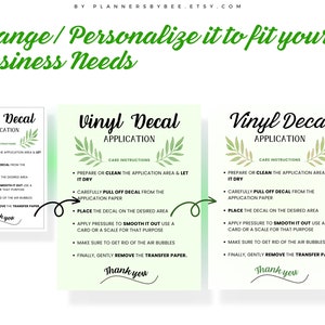 Vinyl Decal Application Instructions, Decal Application Order Card, DIY ...