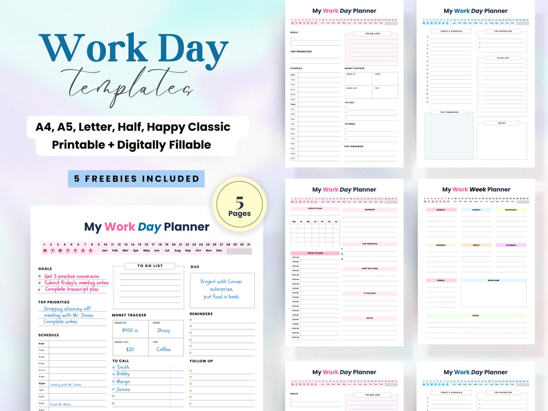 EDITABLE Daily Planner, Work Day Organizer, Work From Home to Do List ...