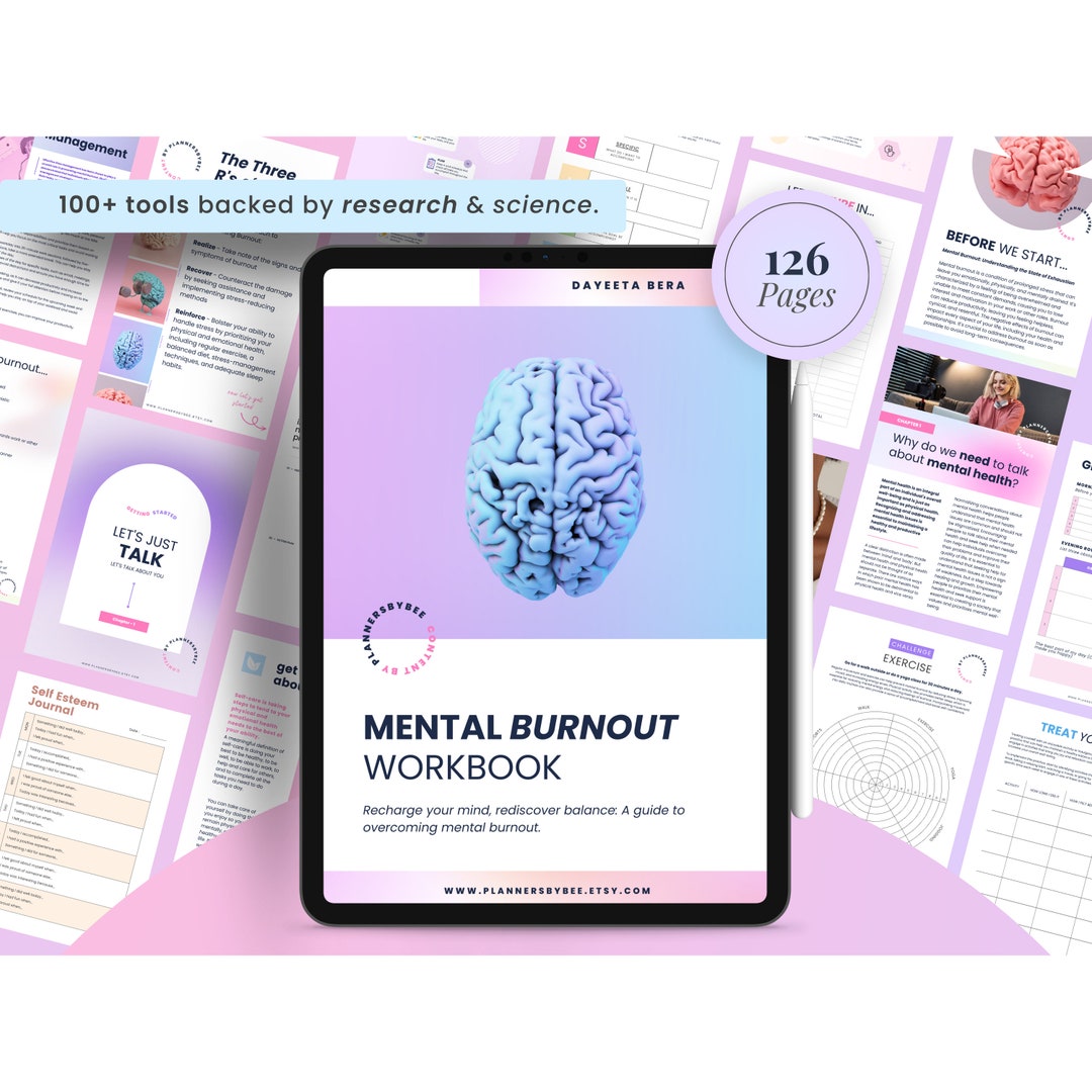 Stress Anxiety Workbook, Burnout Control, CBT Self Therapy Workbook ...