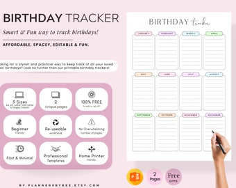 Birthday Tracker Template - Etsy