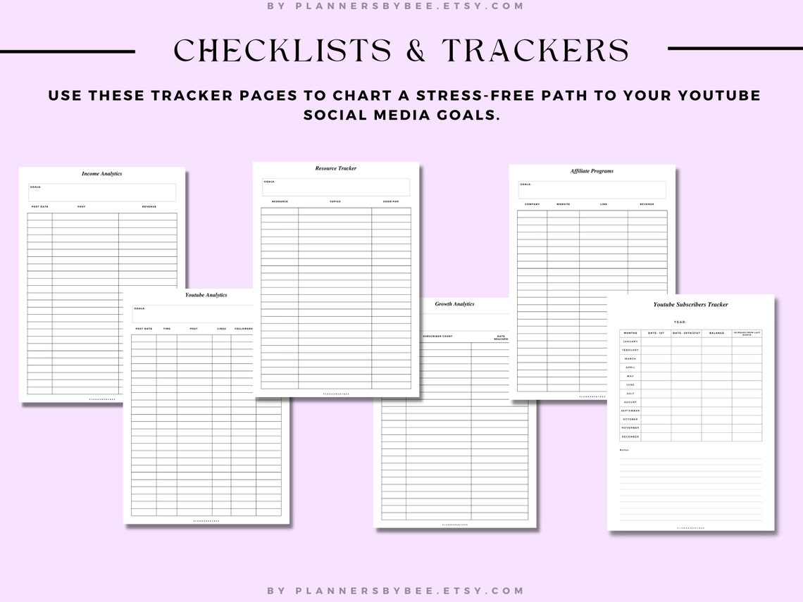 Youtube Planner Video Planner Social Media Content Calendar - Etsy