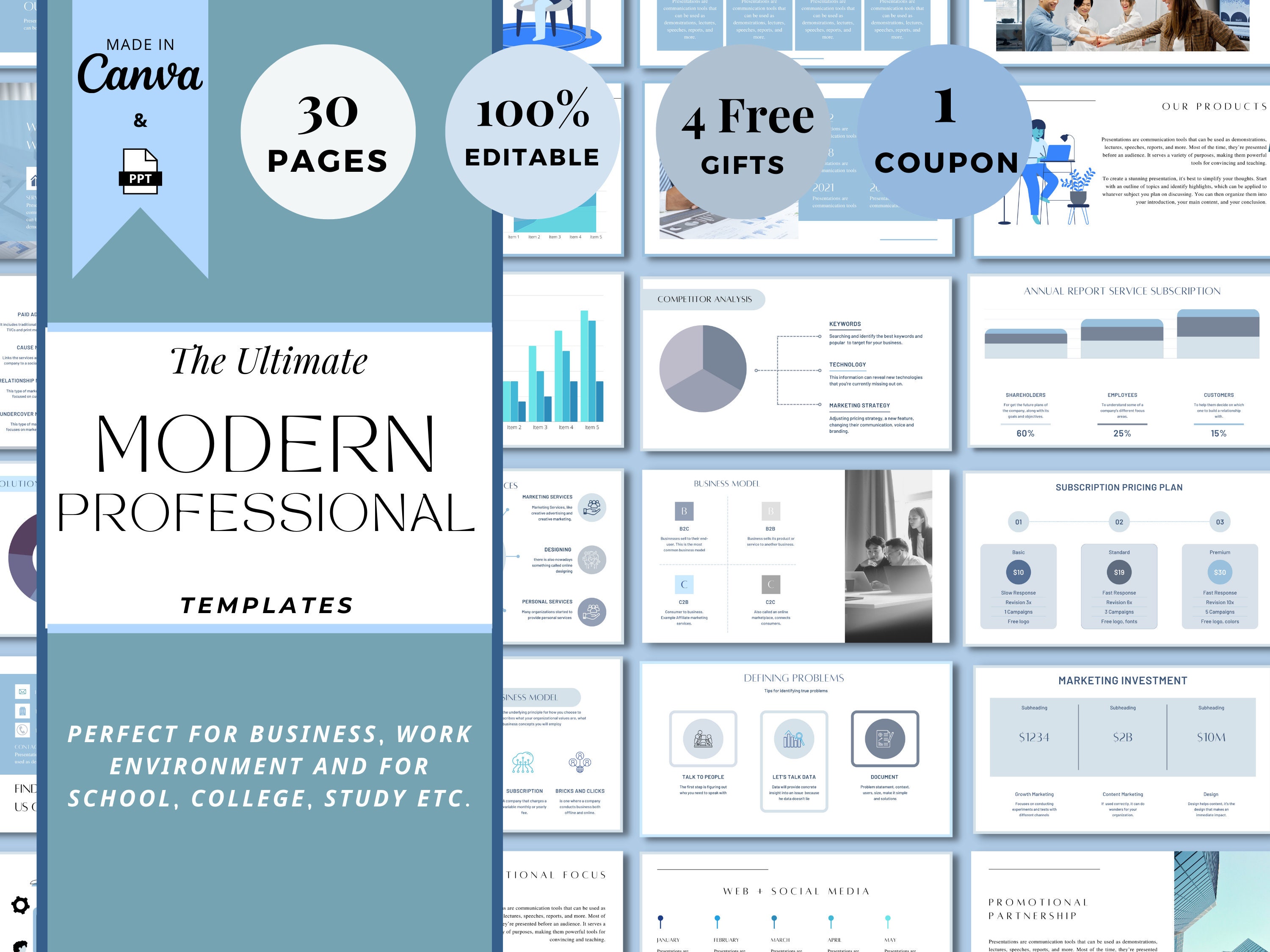 Editable Business Powerpoint Presentation Template Editable - Etsy